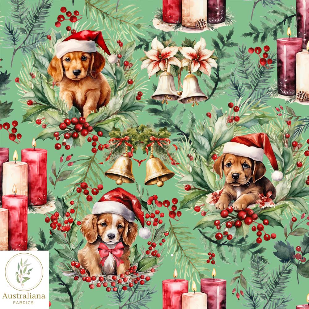 Christmas Vintage Puppy Fabric