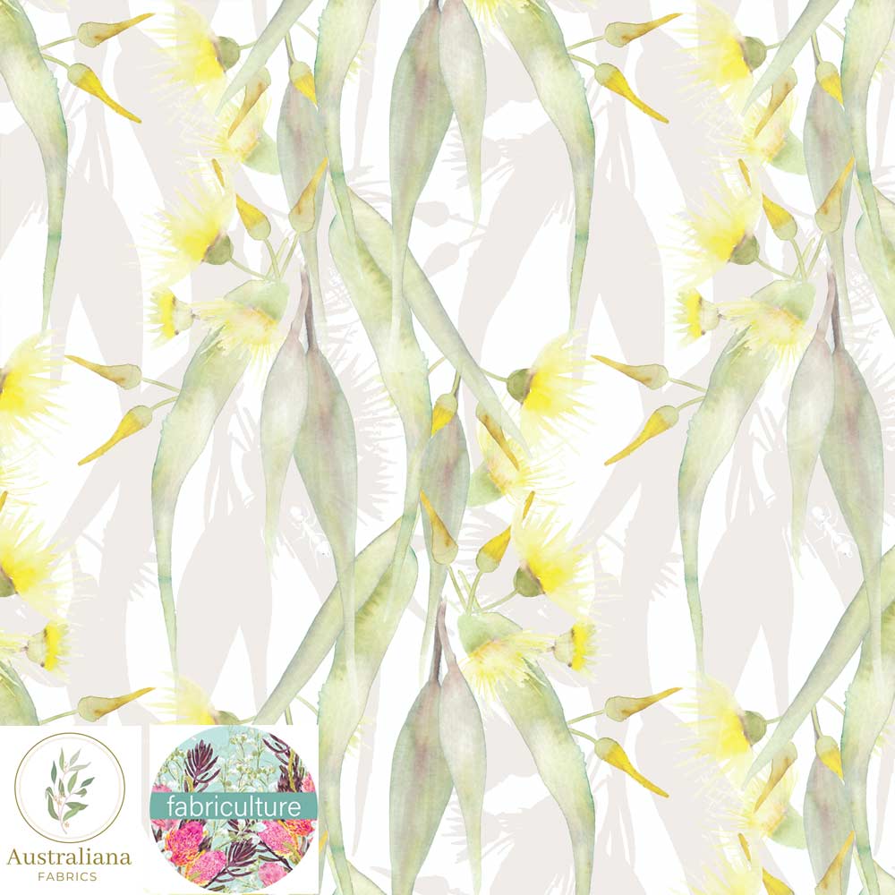 Gum Blossoms Yellow by Fabriculture – Australiana Fabrics